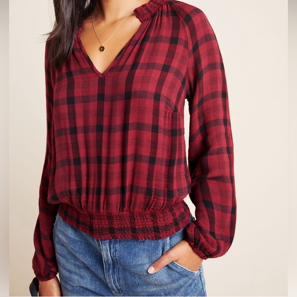 cloth & stone | Tops | Cloth And Stone Red And Black Plaid Shirt Size Small | Poshmark